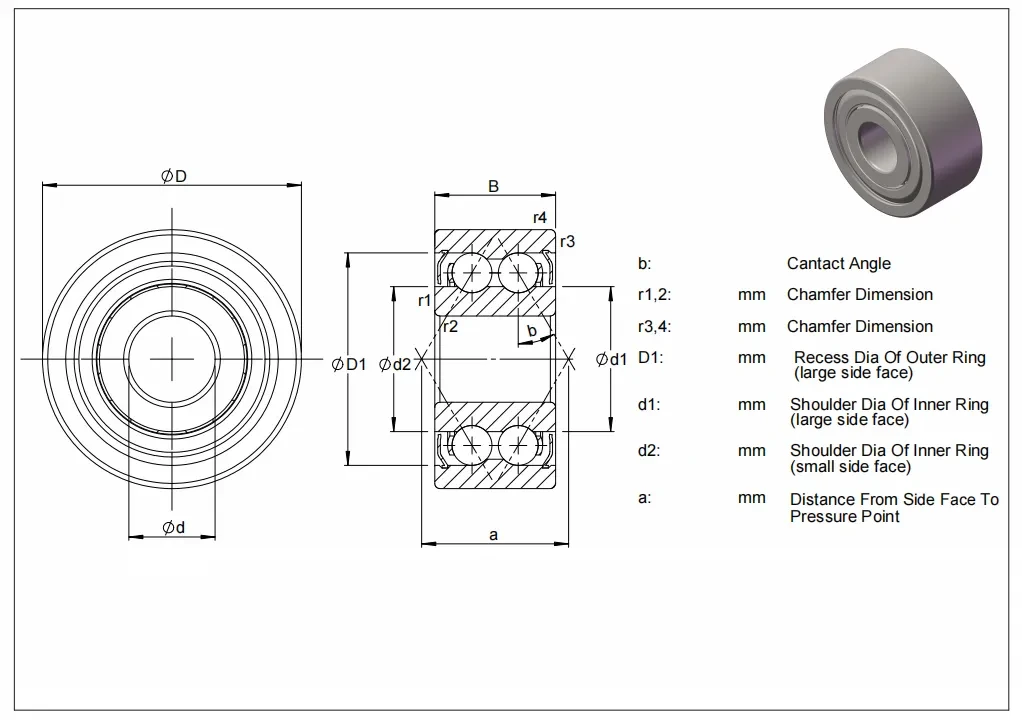 3216-B-2Z-TVH | Double Row Angular Contact Ball Bearings (General ...