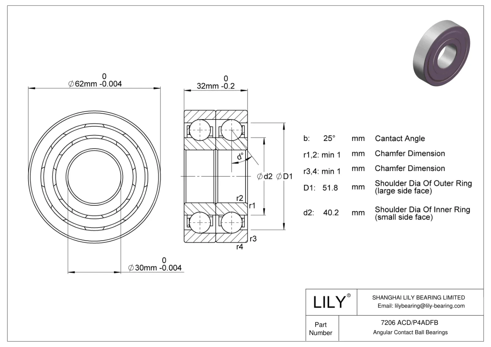 7206 ACD/P4ADFB | Super Precision Angular Contact Ball Bearings - SKF ...