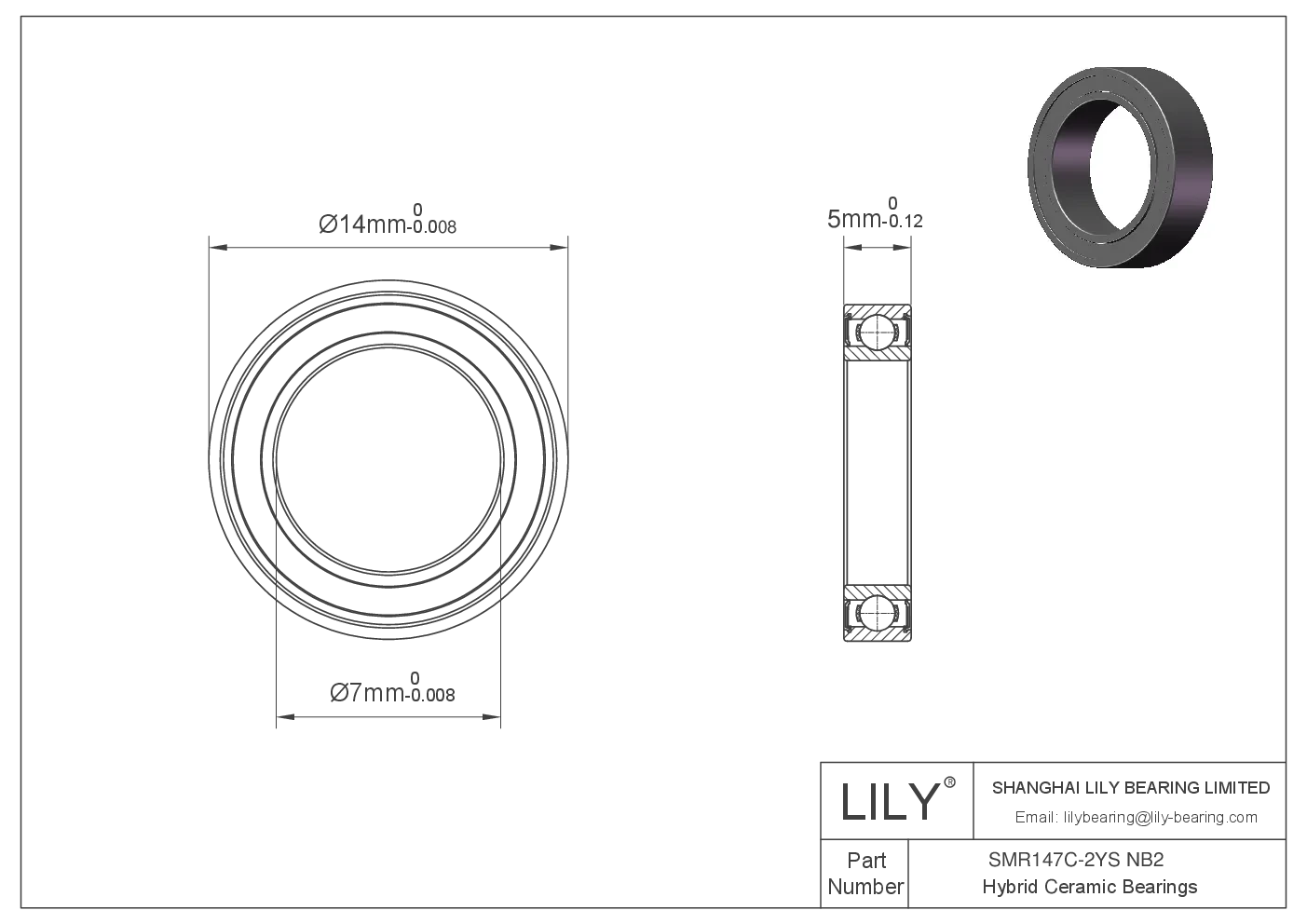 SMR147C-2YS NB2 | Hybrid Ceramic Deep Groove Ball Bearings | LILY Bearing