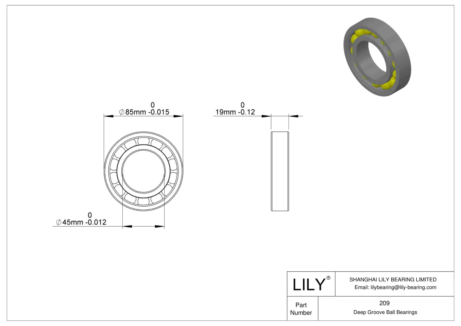 209S-HYB#1 | Single Row Deep Groove Ball Bearings - SKF | LILY Bearing
