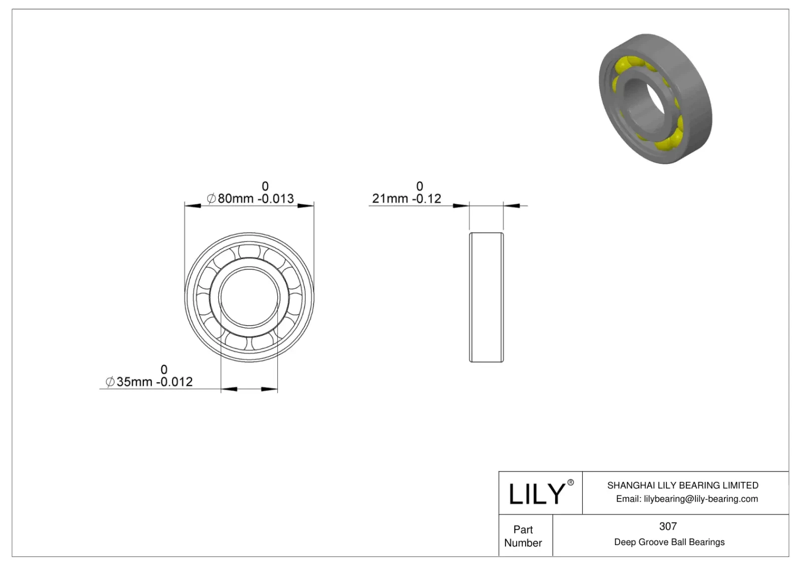 307SFF | Single Row Deep Groove Ball Bearings - SKF | LILY Bearing