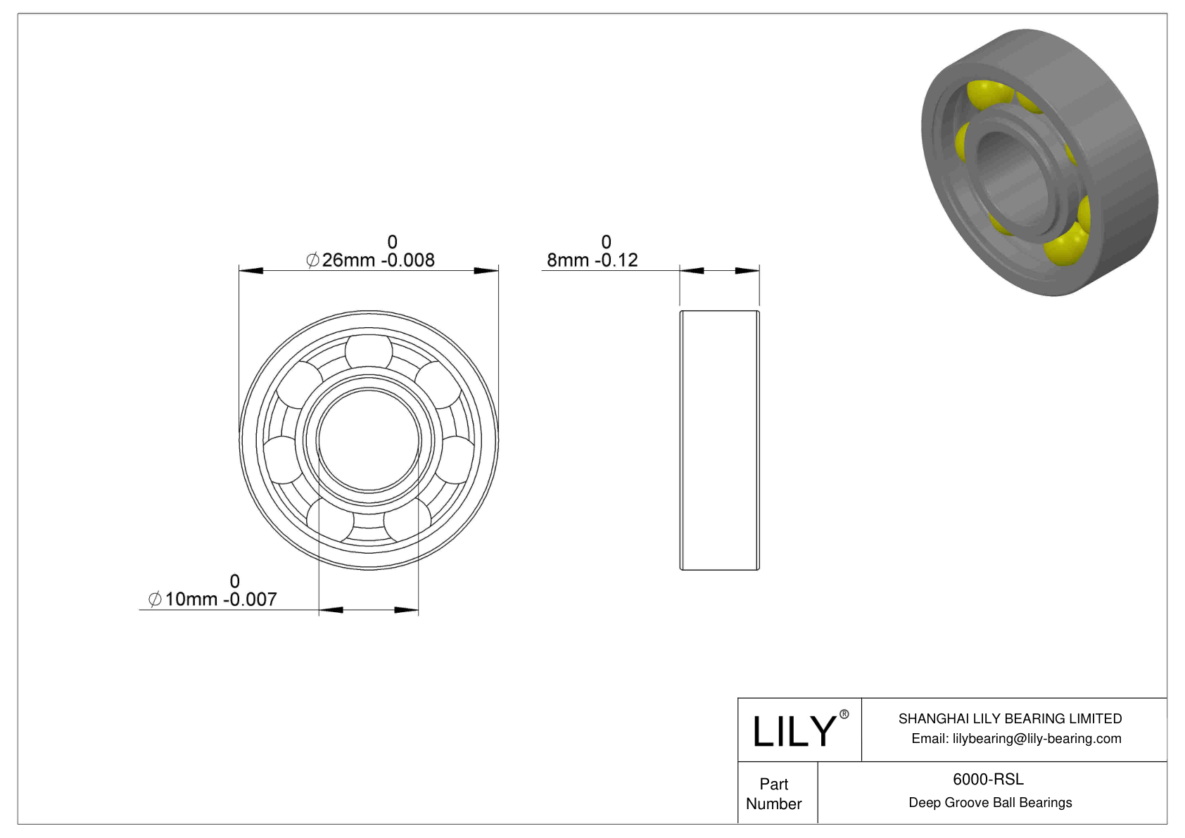 6000-RSL | Rodamientos rígidos de bolas de una hilera - SKF | LILY Bearing