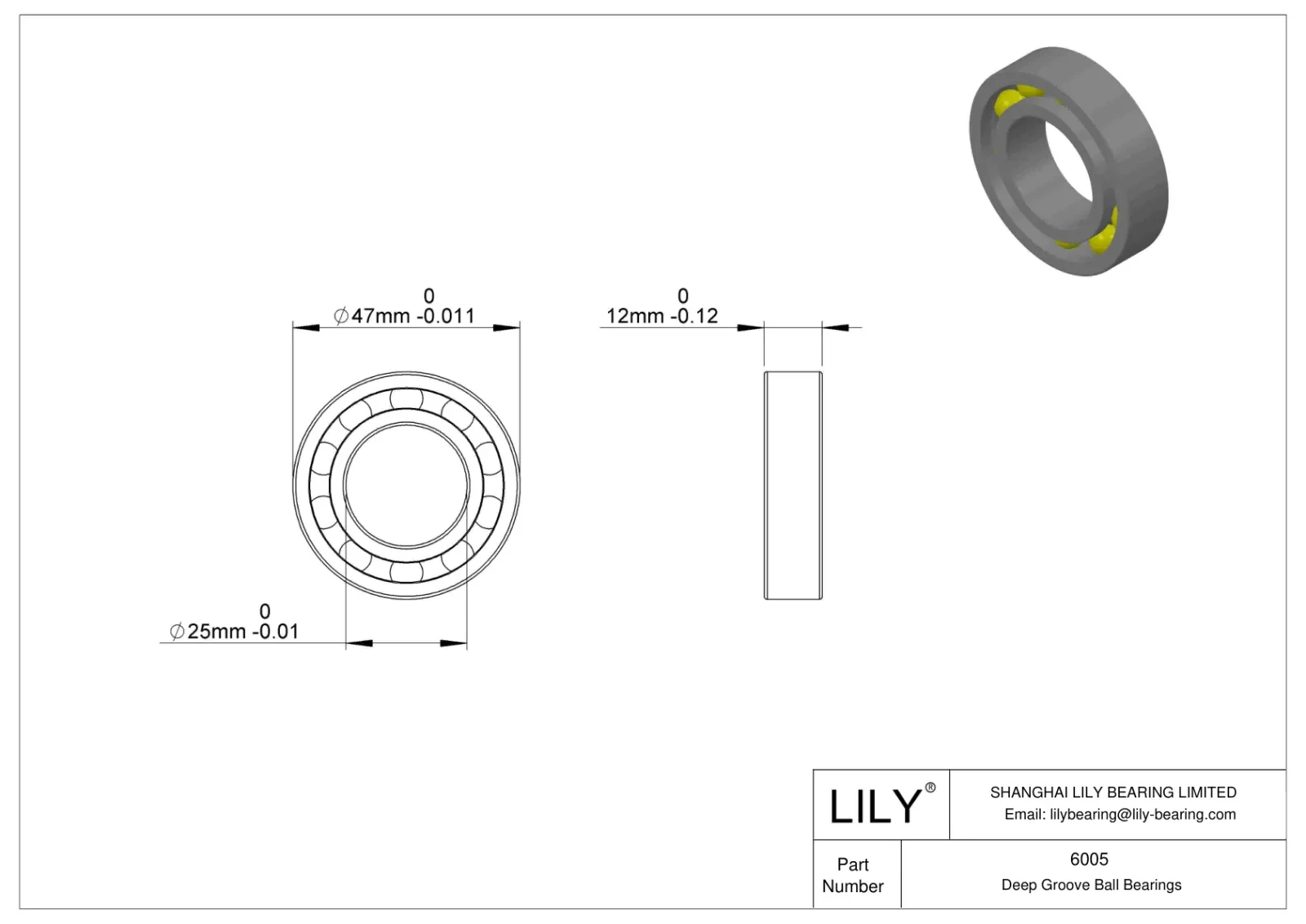 6005-2RS2/C3HT | Single Row Deep Groove Ball Bearings - SKF | LILY Bearing