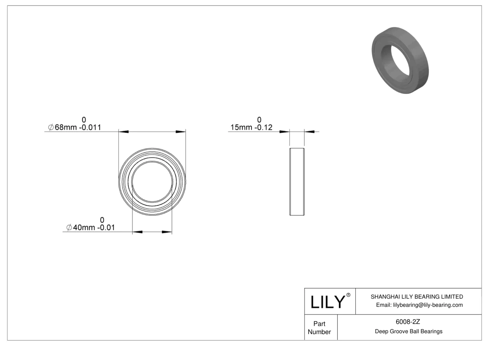 6008-2Z | Single Row Deep Groove Ball Bearings - SKF | LILY Bearing