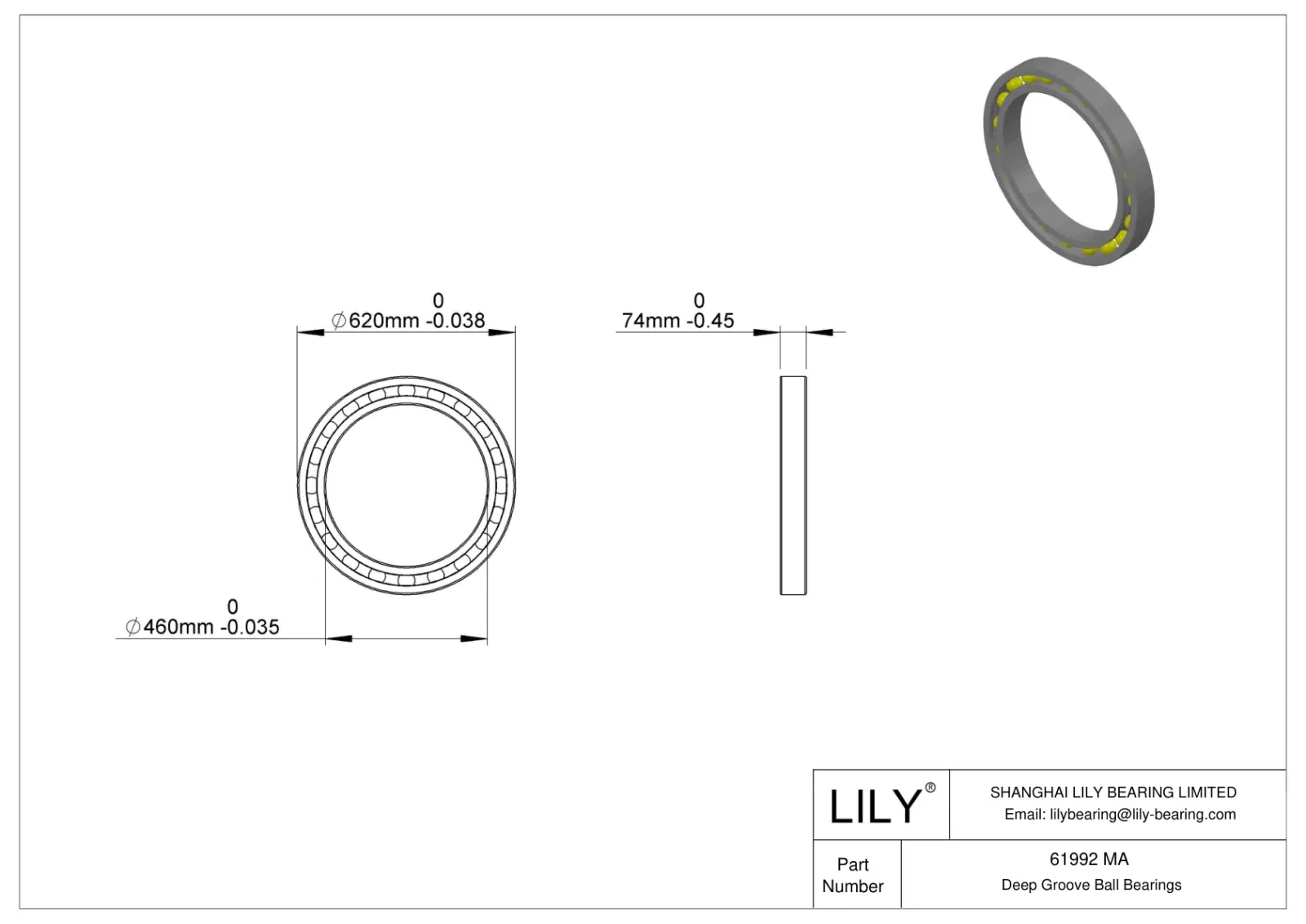 61992 MA | Single Row Deep Groove Ball Bearings - SKF | LILY Bearing