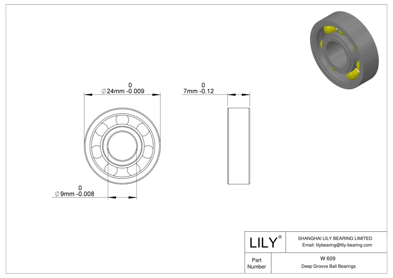 W 609 | Stainless Steel Deep Groove Ball Bearings - SKF | LILY Bearing