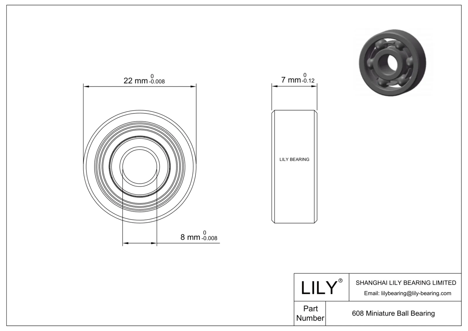 608s | Metric Size NMB Ball Bearings - NMB | LILY Bearing