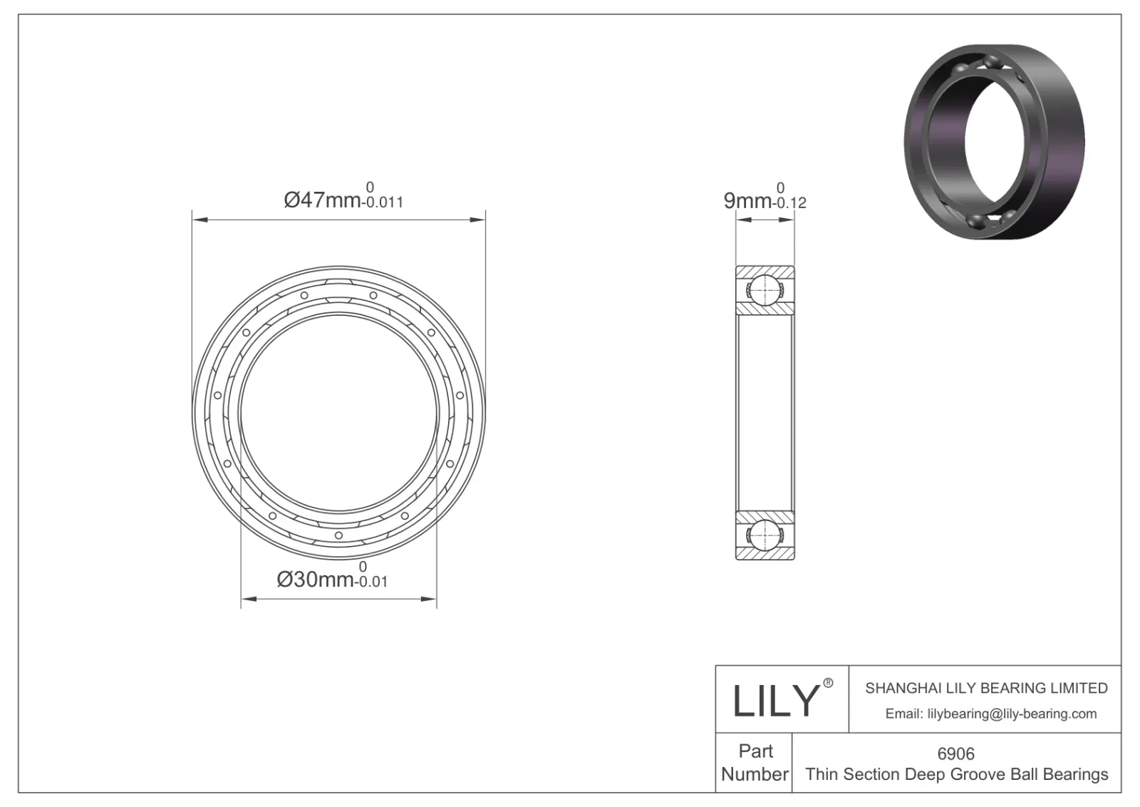 6906H | Extra Thin Section Bearings - EZO | LILY Bearing