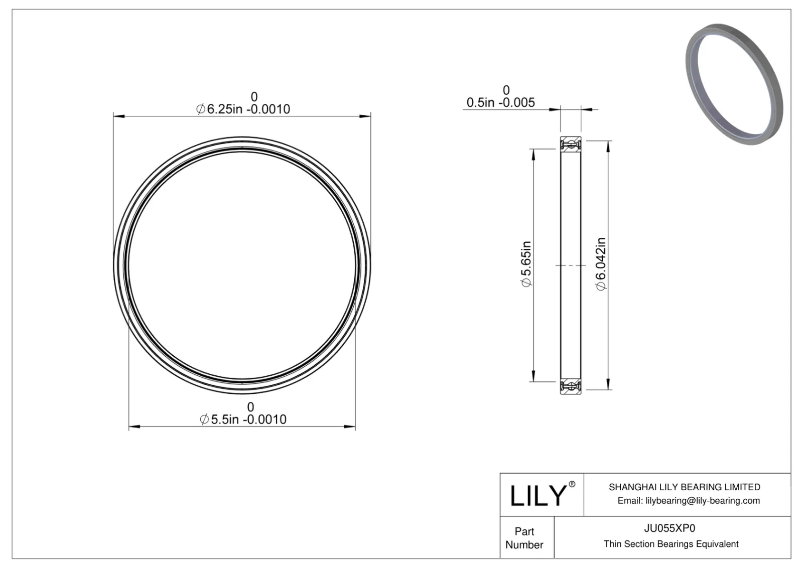 KDN JU055XPOK | Constant Section (CS) Bearings - KAYDON | LILY Bearing