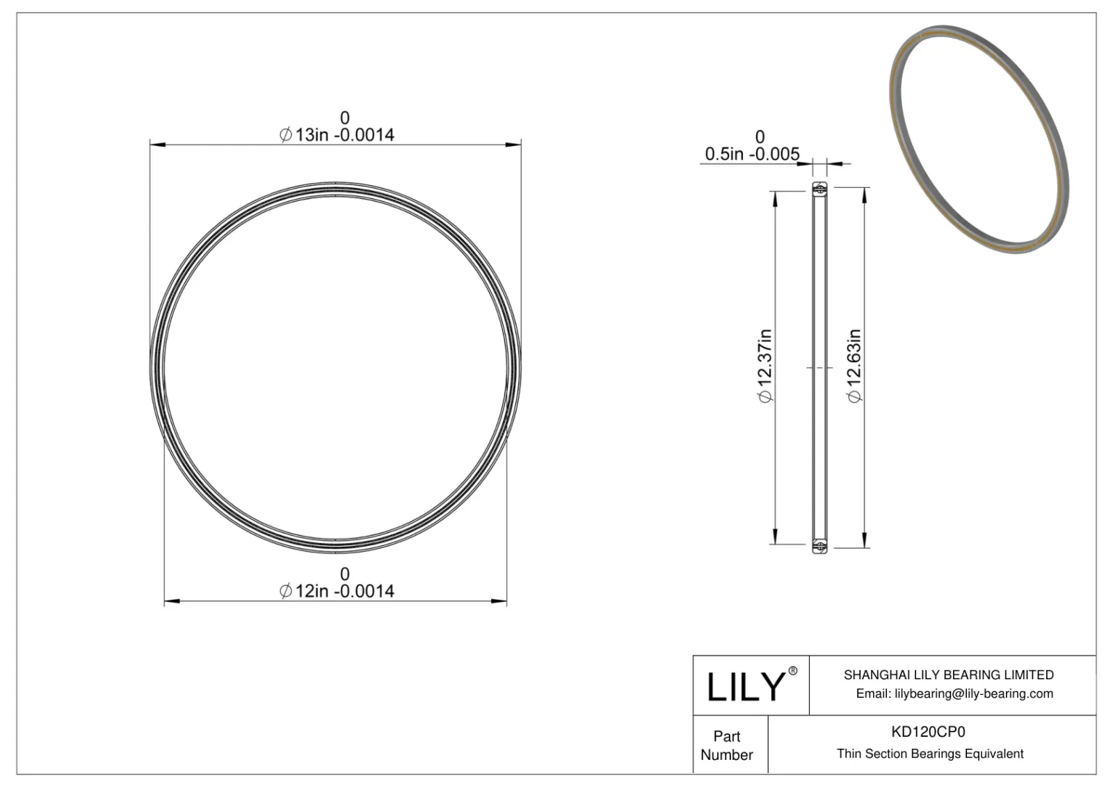 KDN KD120CPO | Constant Section (CS) Bearings - KAYDON | LILY Bearing