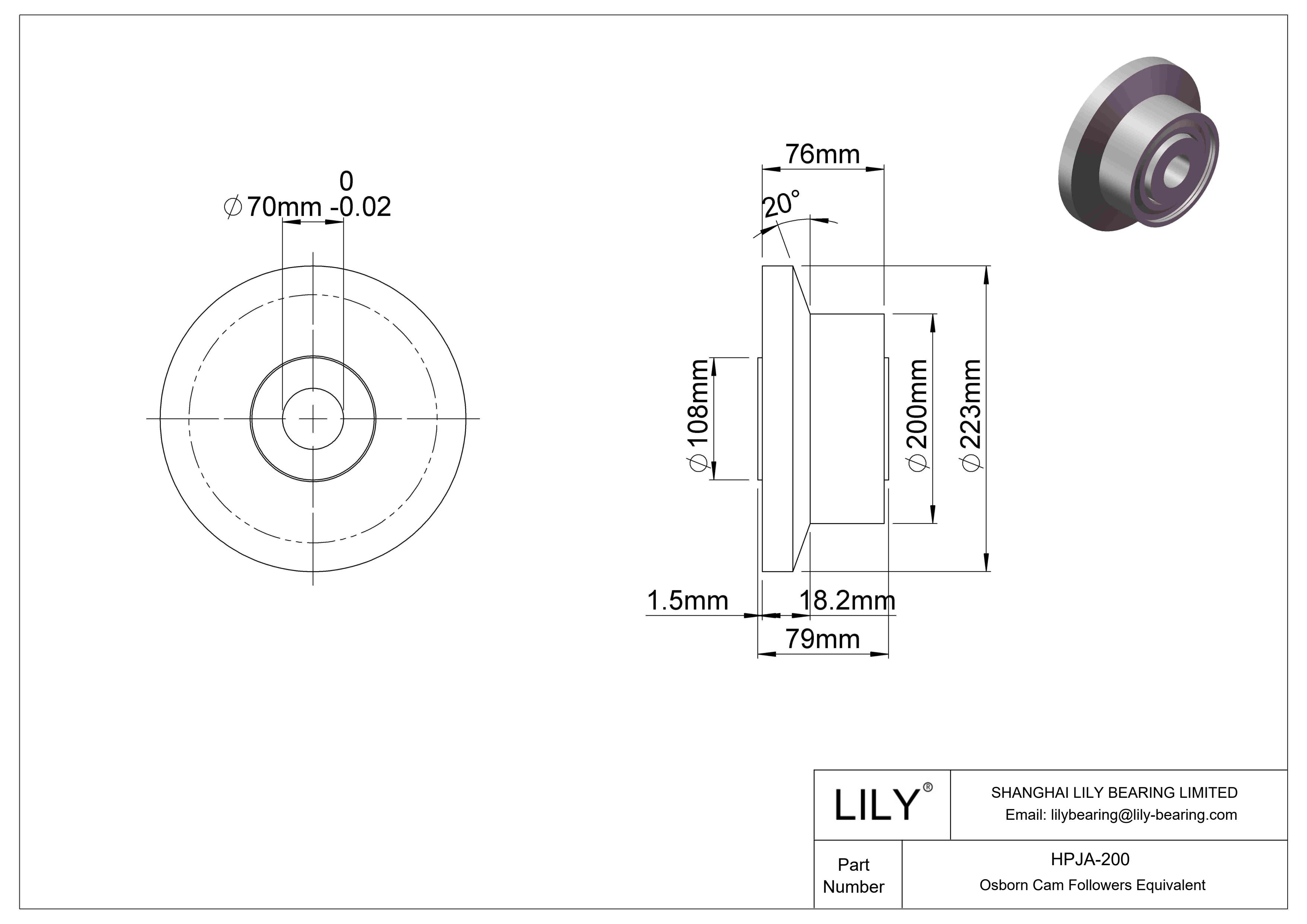 HPJA-200 | Flange Yoke Cam Follower - Osborn | LILY Bearing