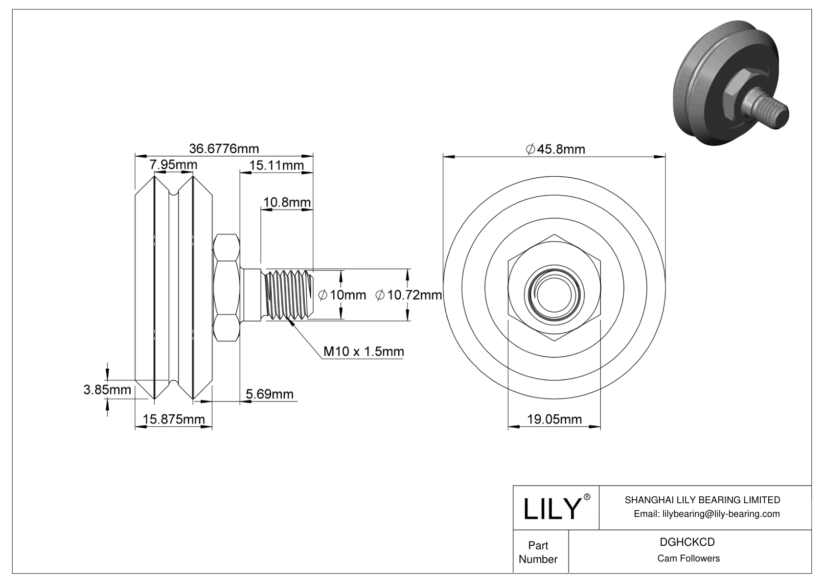 3672K23 | Seguidor de leva con bulón excéntrico | LILY Bearing