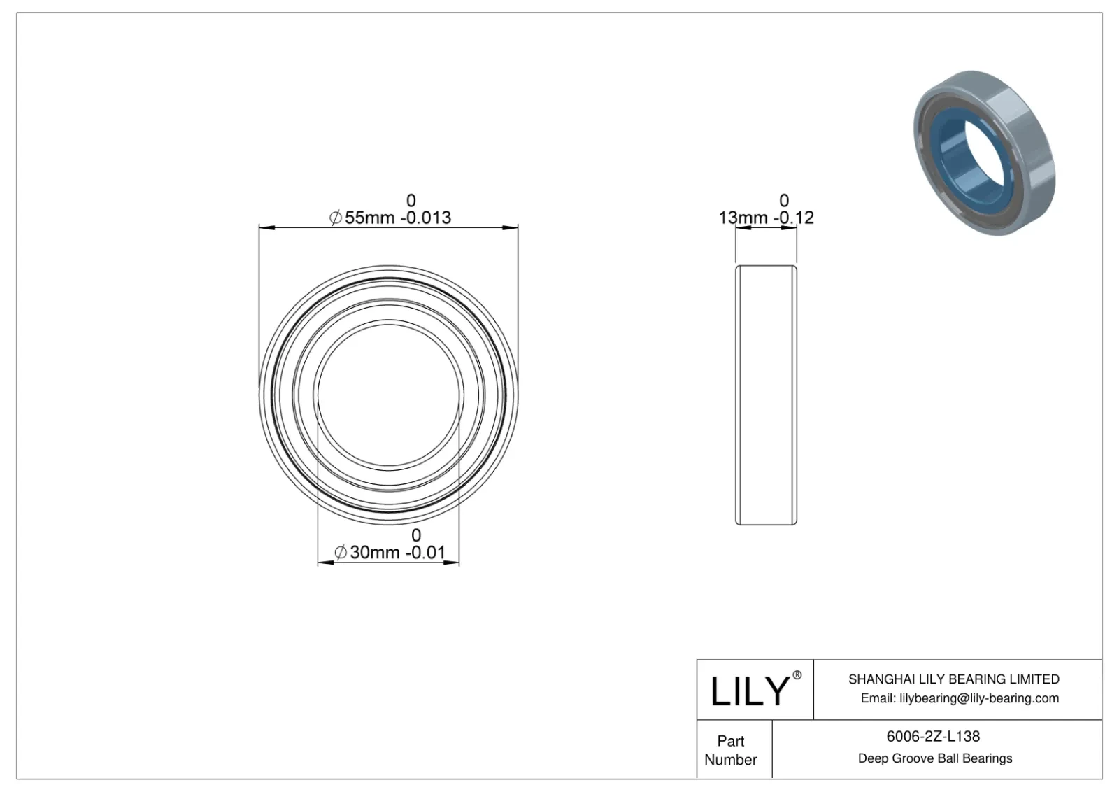 6006-2Z-L138 | FAG General Deep Groove Ball Bearing - FAG | LILY Bearing