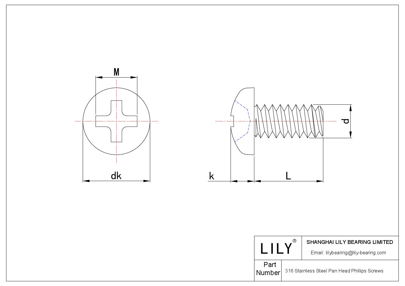 91735A367 | 316 Stainless Steel PanHead Phillips Screws | LILY Bearing