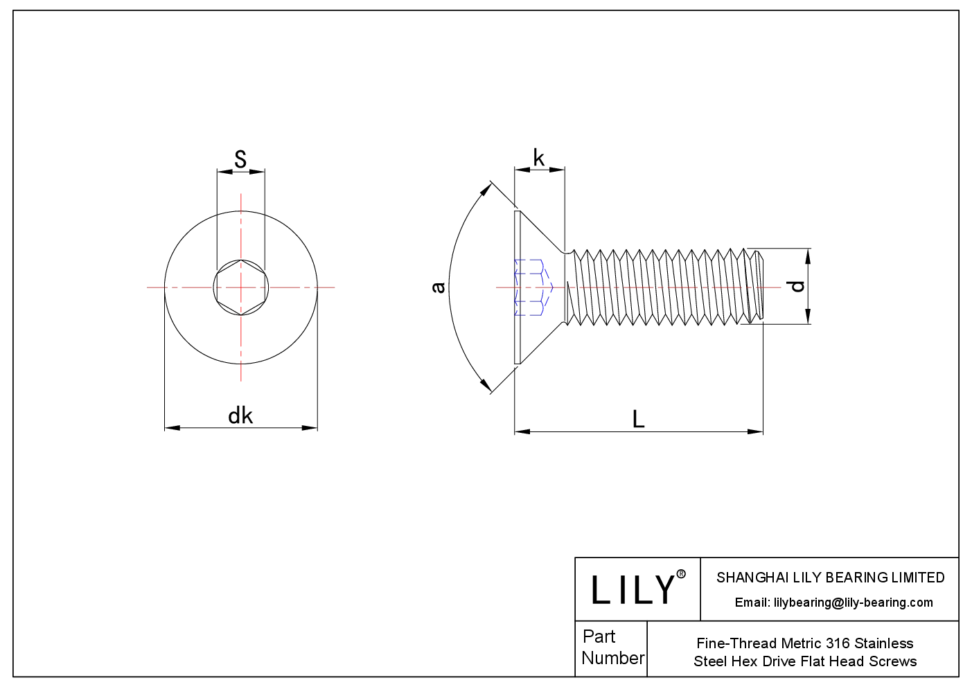 94326A241 | Fine-Thread Metric 316 StainlessSteel Hex Drive Flat Head ...