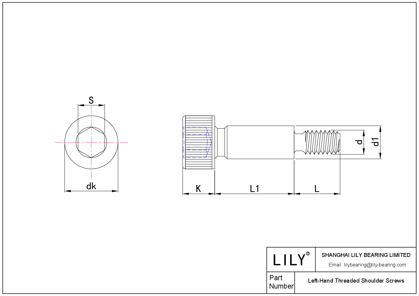 90324A136 | Left-Hand Threaded Shoulder Screws | LILY Bearing
