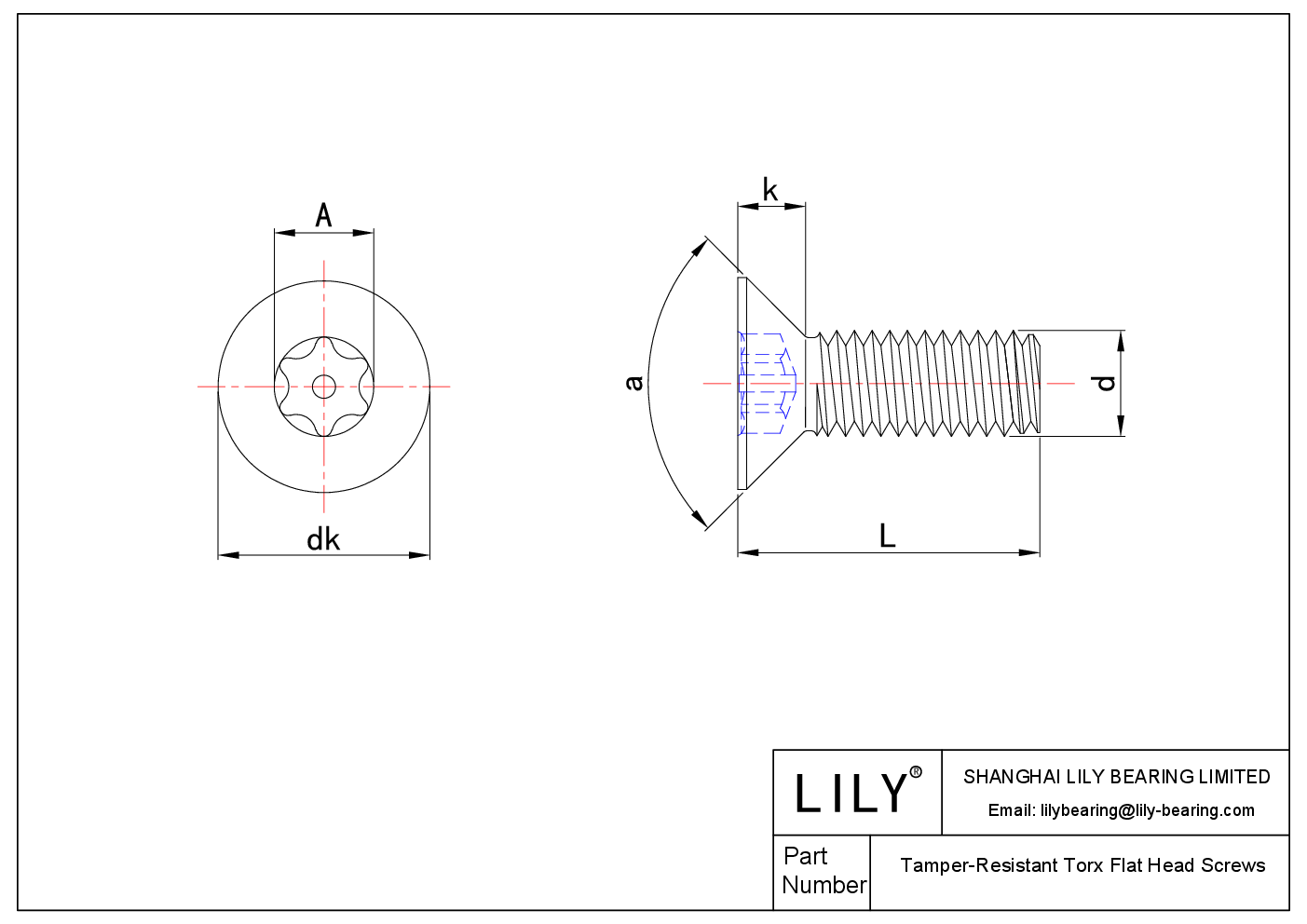91870A160 | Tamper-Resistant Torx Flat Head Screws | LILY Bearing