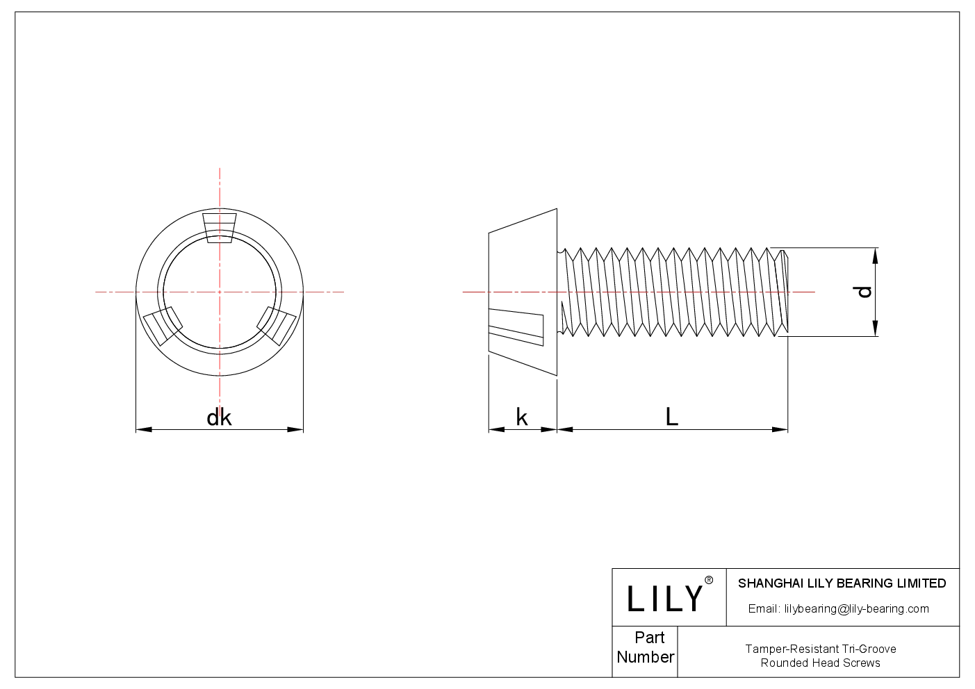 90058A550 | Tamper-Resistant Tri-Groove Rounded Head Screws | LILY Bearing