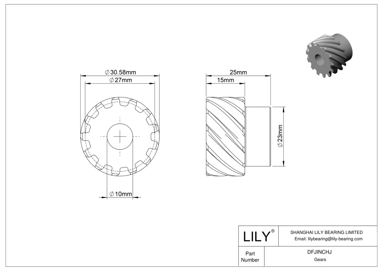 3598N279 | Metric Crossed Gears - 20° Pressure Angle | LILY Bearing