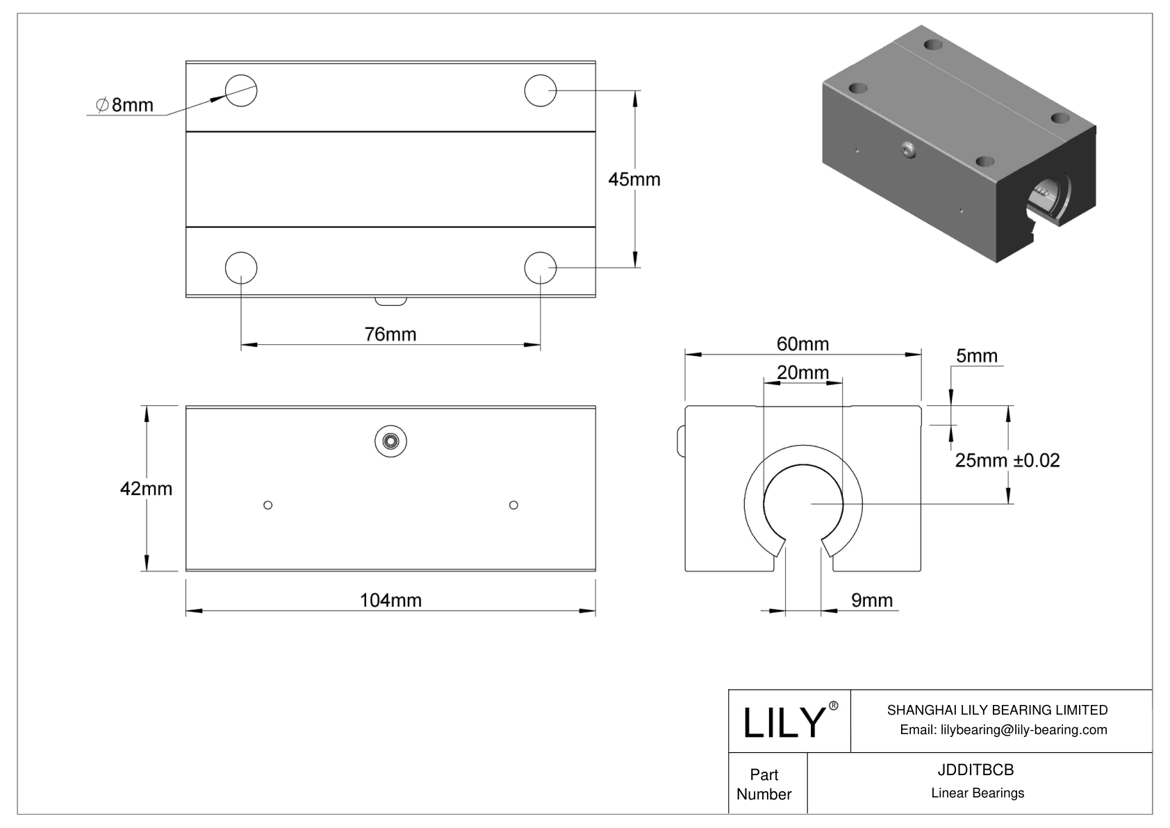 9338T121 | Common Mounted Linear Ball Bearings for Support Rail Shafts ...