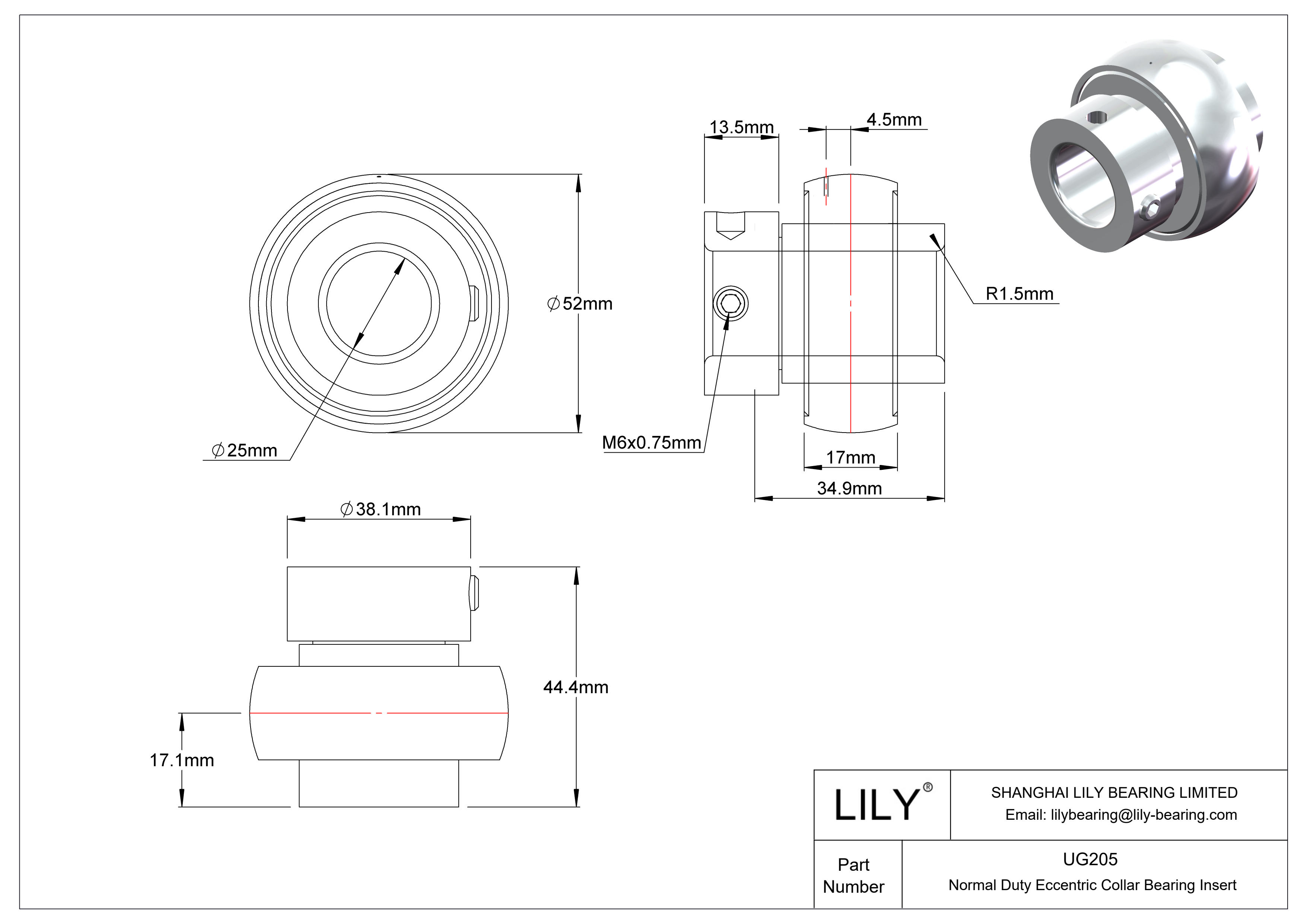 UG205 | Normal Duty Eccentric Spherical O.D. Normal Duty Eccentric ...