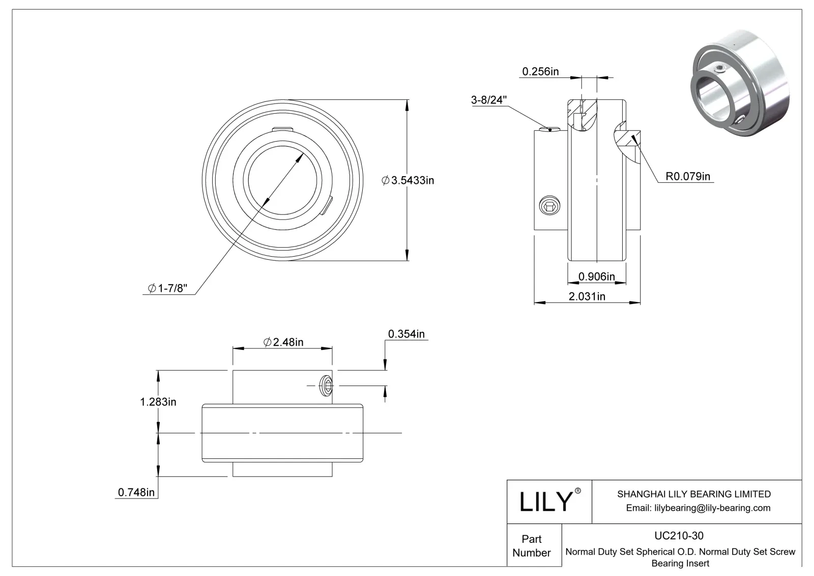 UC210-30 | Normal Duty Set Spherical O.D. Normal Duty Set Screw Bearing ...