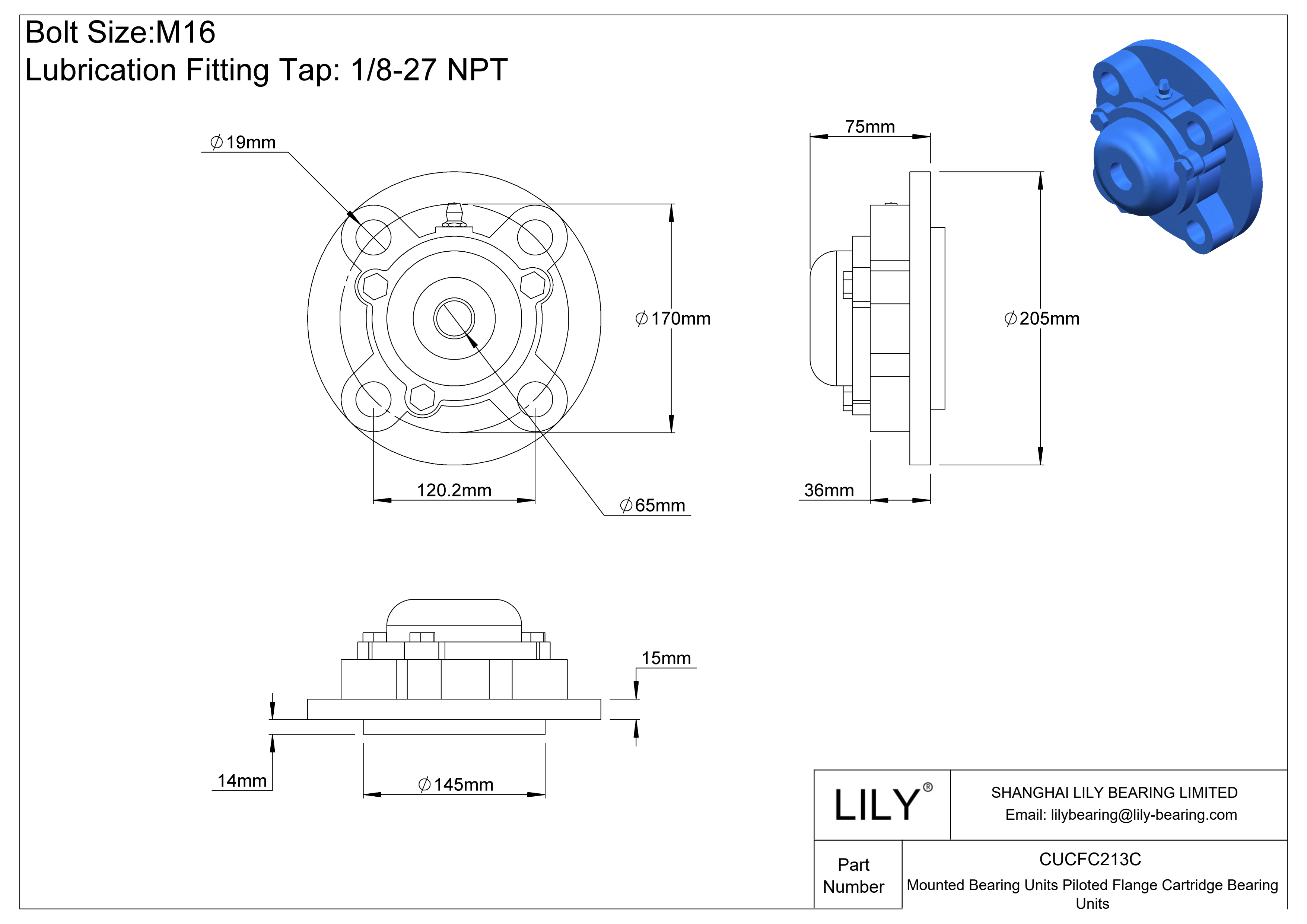 CUCFC213C | Mounted Bearing Units Piloted Flange Cartridge Bearing ...
