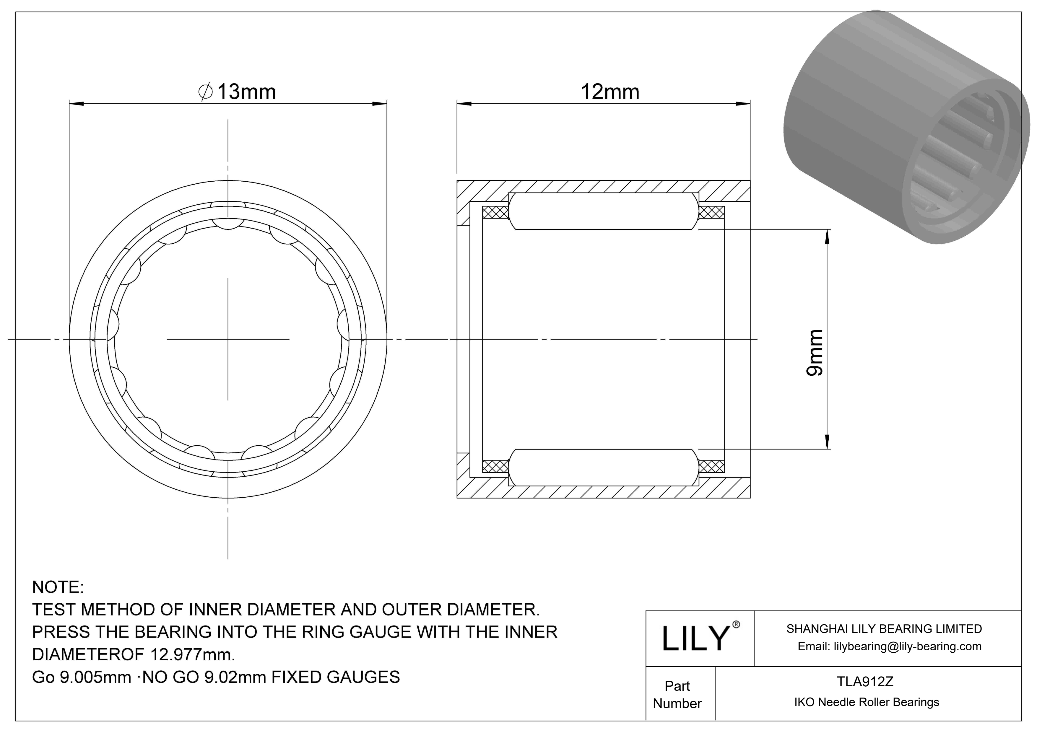 TLA912Z | Shell Type Needle Roller Bearings - IKO | LILY Bearing