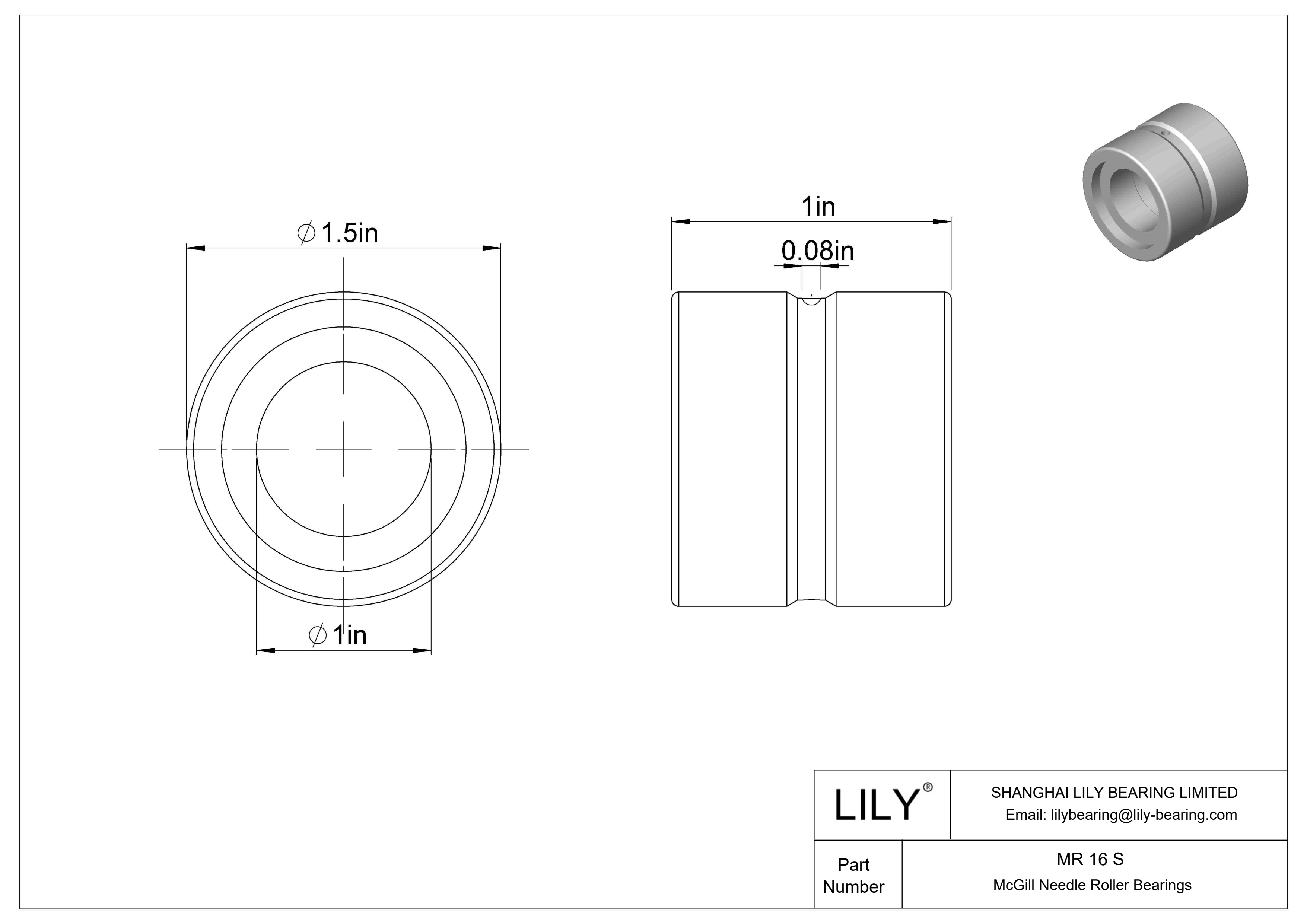 MR 16 S | McGill Needle Roller Bearings | LILY Bearing