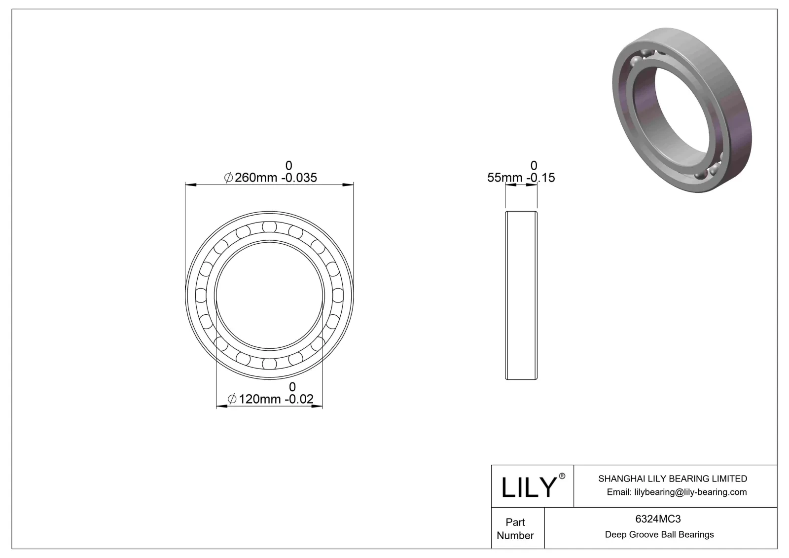 6324MC3 | Nsk General Deep Groove Ball Bearing | LILY Bearing