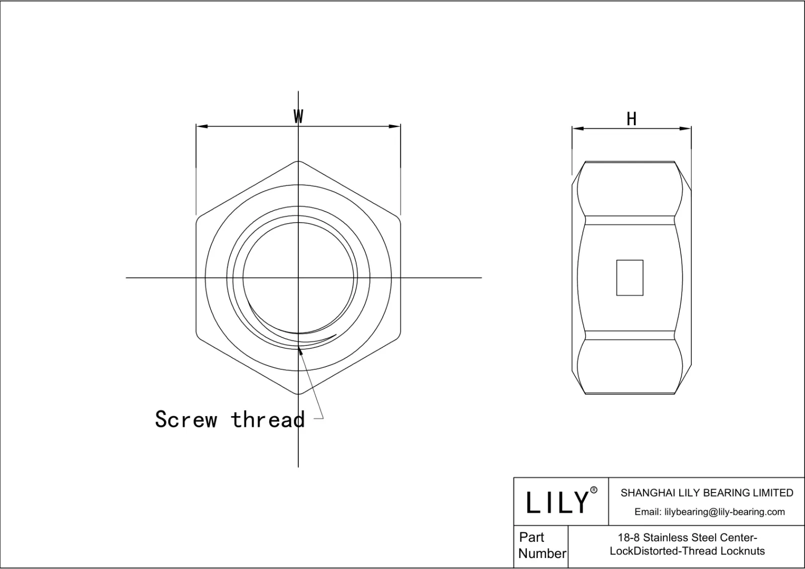 90047A155 | 18-8 Stainless Steel Center-LockDistorted-Thread Locknuts ...