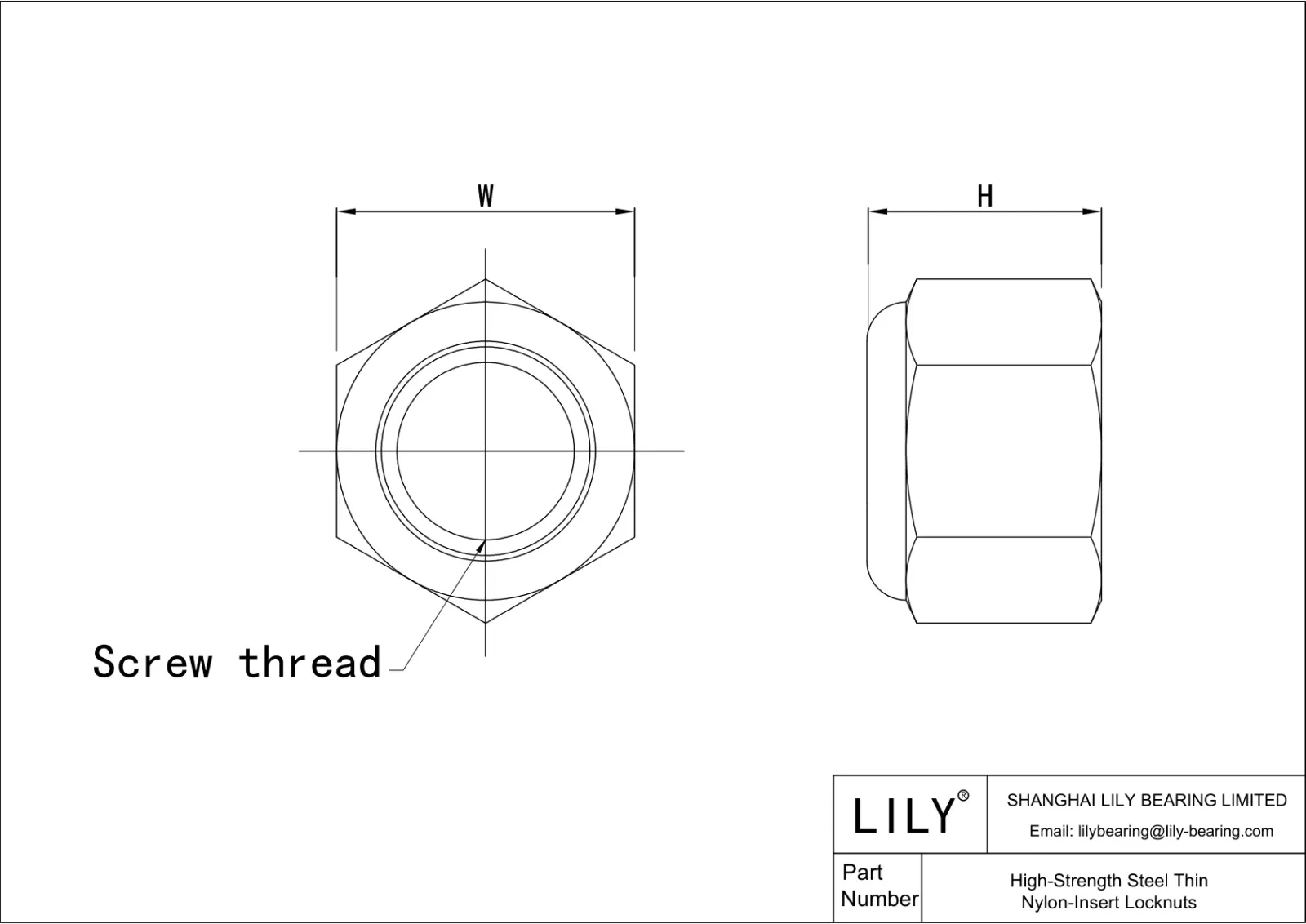 94945A123 | High-Strength Steel Thin Nylon-Insert Locknuts | LILY Bearing
