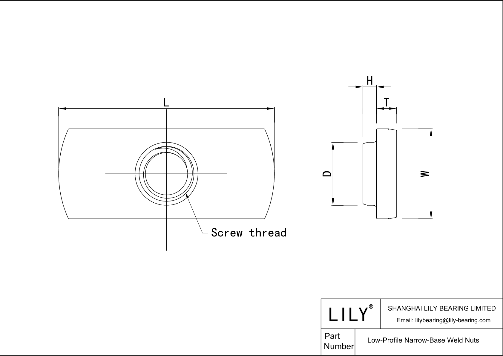 98001A135 | Low-Profile Narrow-Base Weld Nuts | LILY Bearing