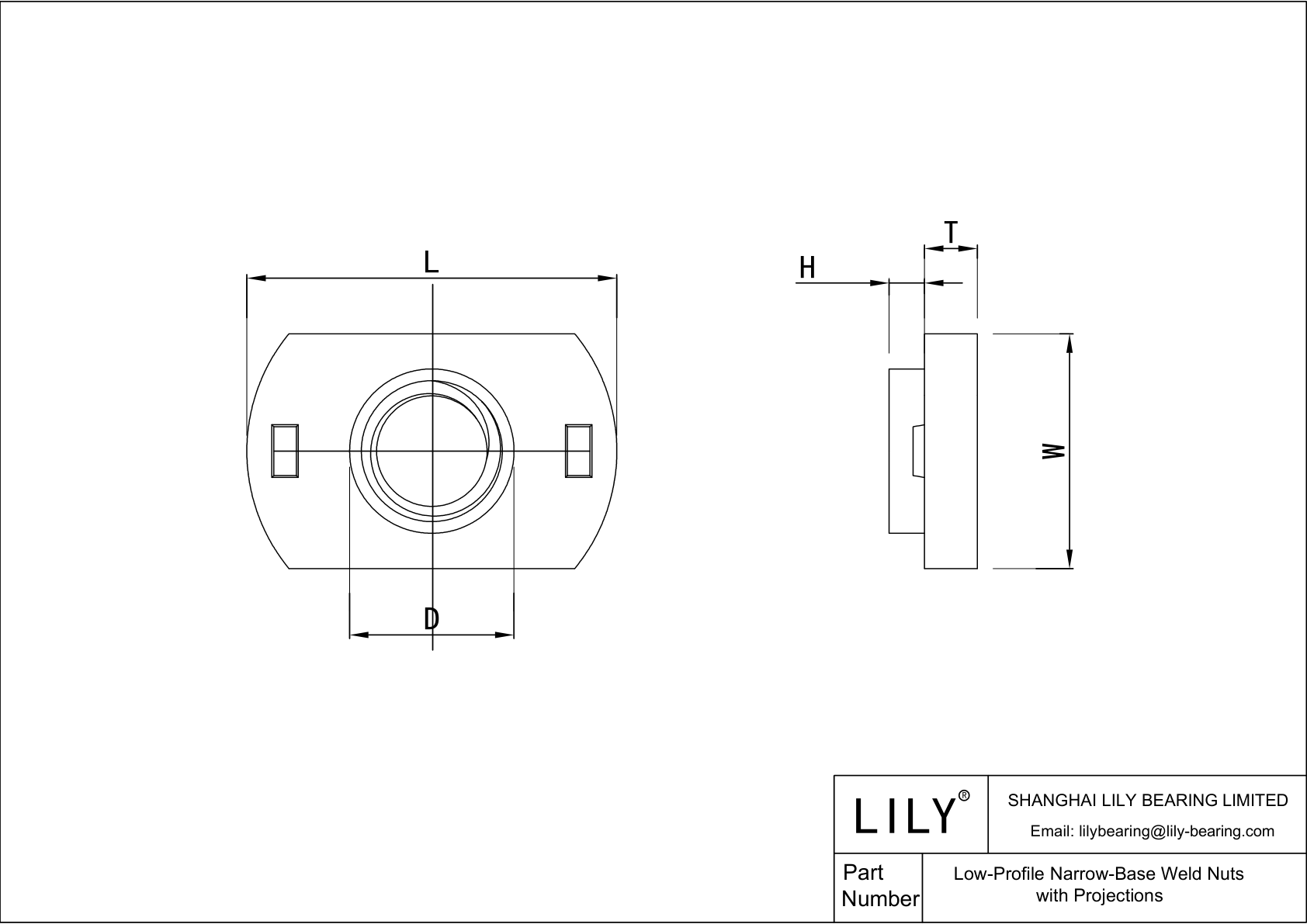 98697A510 | Low-Profile Narrow-Base Weld Nuts with Projections | LILY ...