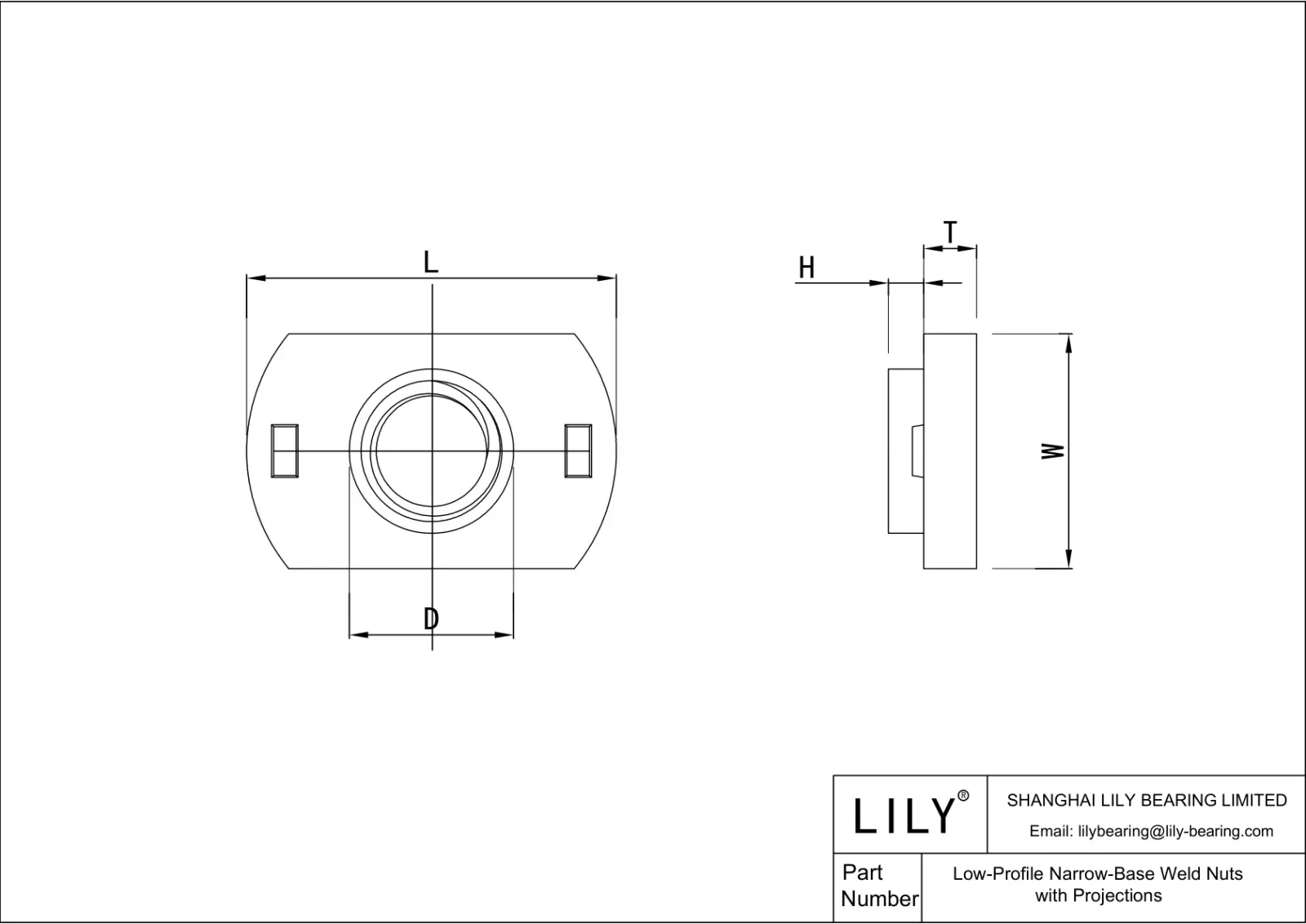 98697A820 | Low-Profile Narrow-Base Weld Nuts with Projections | LILY ...