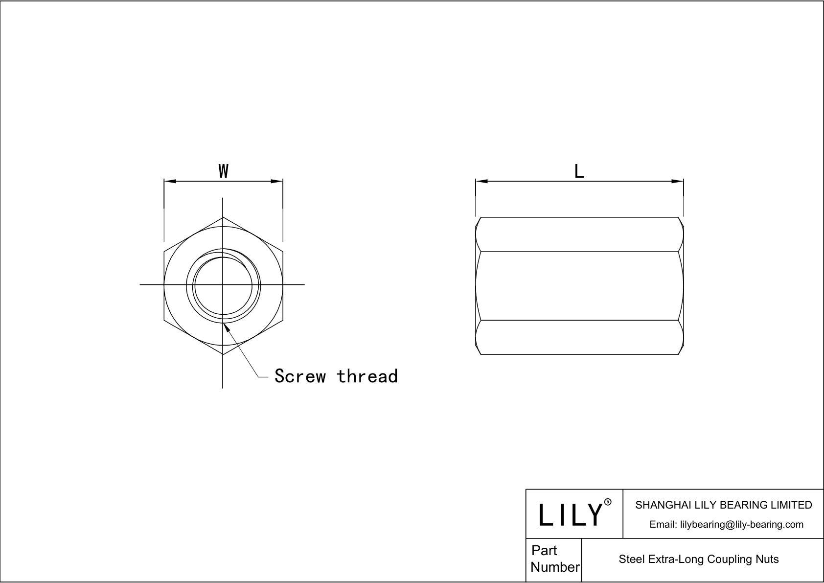 90264A222 | Steel Extra-Long Coupling Nuts | LILY Bearing