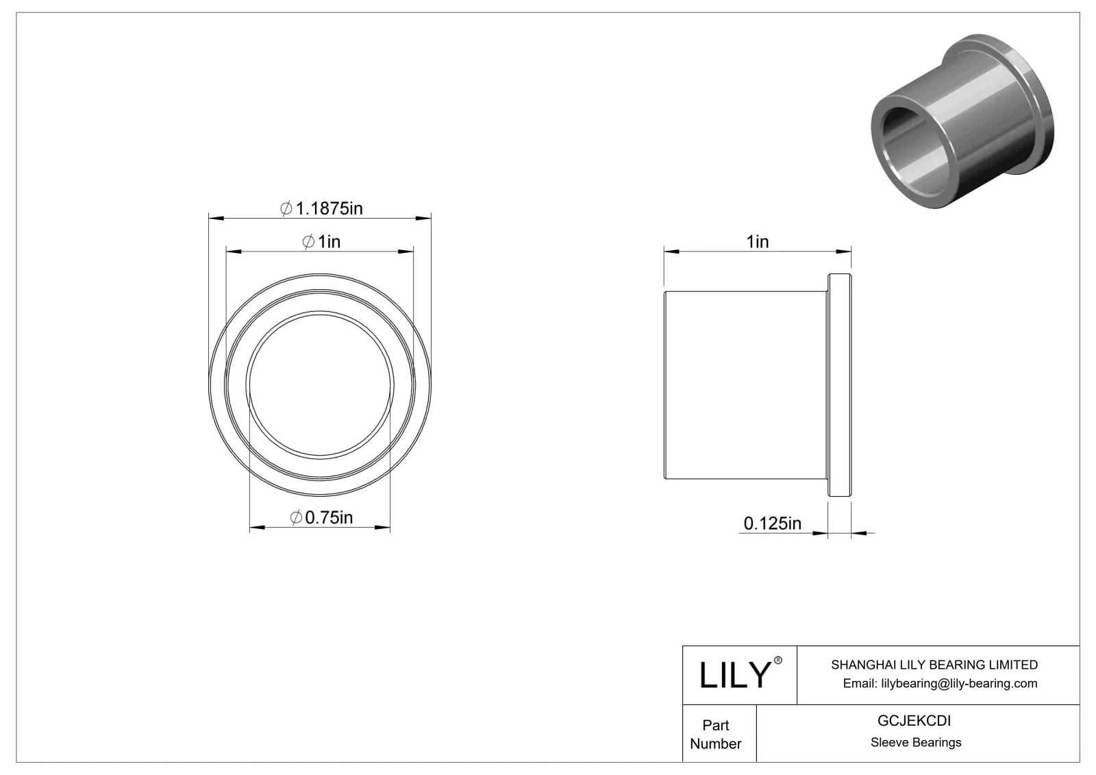 6294K238 | Light Duty Dry-Running Flanged Sleeve Bearings | LILY Bearing