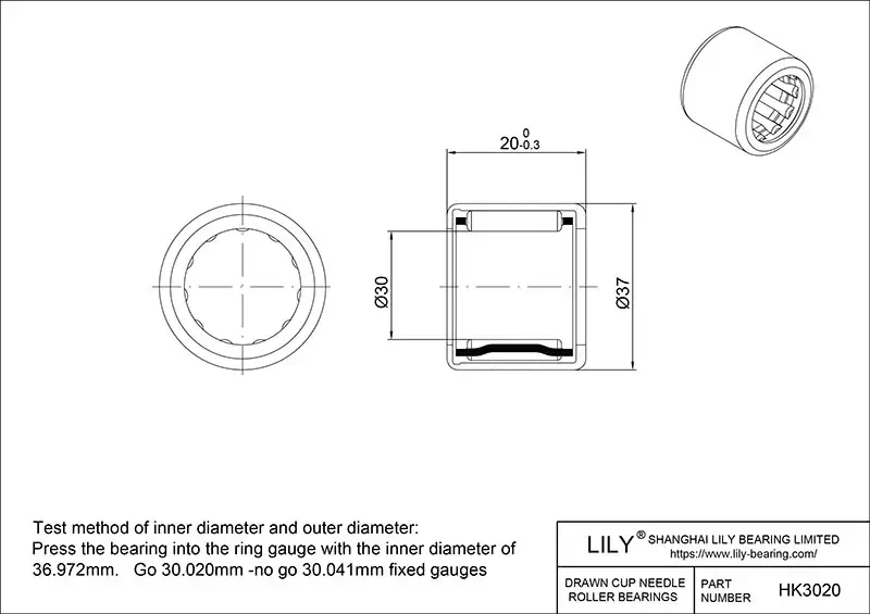 HK3020 | Drawn Cup Needle Roller Bearings - Schaeffler (INA) | LILY Bearing