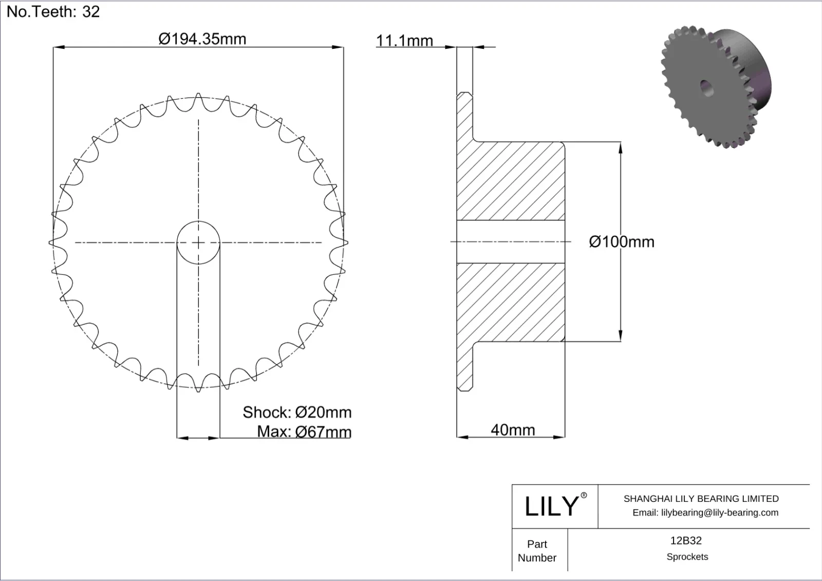 12B32 | ISO - 12B-1, METRIC 60 - 0.750" (19.05 MM) PITCH, SIMPLEX ...