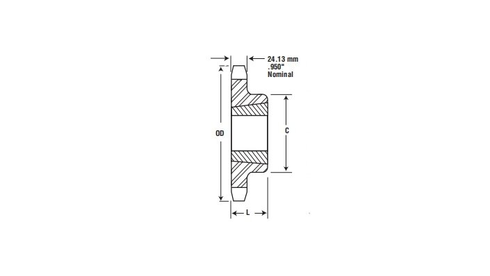 24BTB21H | ISO - 24B-1, METRIC 120 - 1.500" (38.10MM) PITCH, SIMPLEX ...